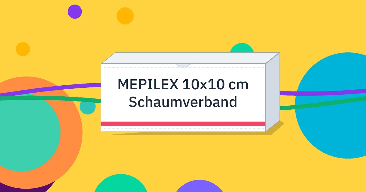 Symbolbild: Packung mit der Aufschrift MEPILEX 10x10 cm Schaumverband (PZN 18883543) – Verfügbarkeit und Bezug in Apotheken in Frankfurt am Main