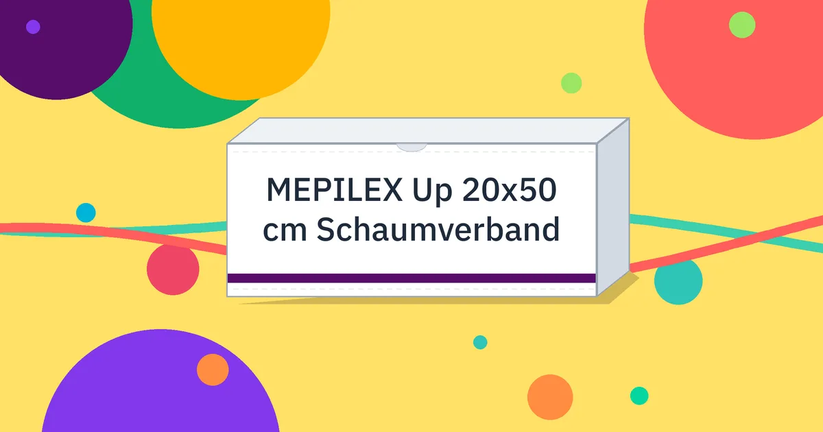 Symbolbild: Packung mit der Aufschrift MEPILEX Up 20x50 cm Schaumverband (PZN 19808839) – Verfügbarkeit und Bezug in Apotheken in Frankfurt am Main