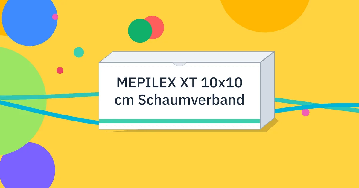 Symbolbild: Packung mit der Aufschrift MEPILEX XT 10x10 cm Schaumverband (PZN 13822264) – Verfügbarkeit und Bezug in Apotheken in Frankfurt am Main