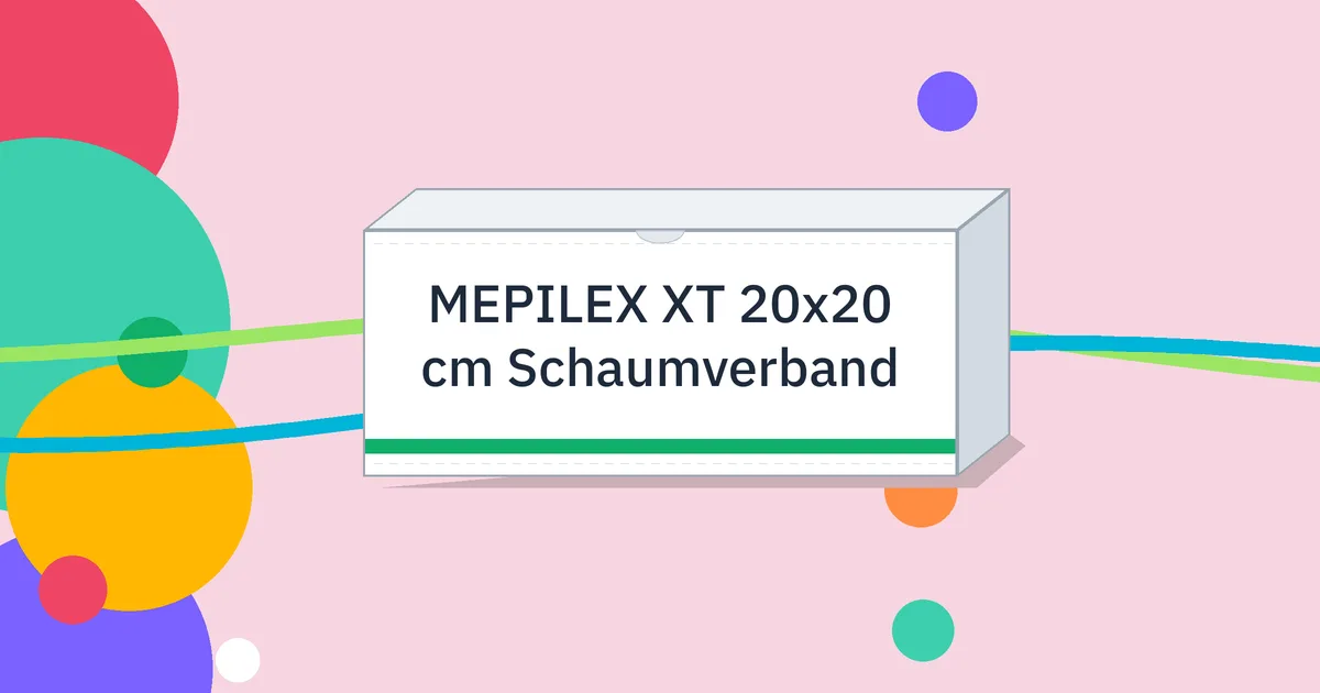 Symbolbild: Packung mit der Aufschrift MEPILEX XT 20x20 cm Schaumverband (PZN 11152380) – Verfügbarkeit und Bezug in Apotheken in Frankfurt am Main