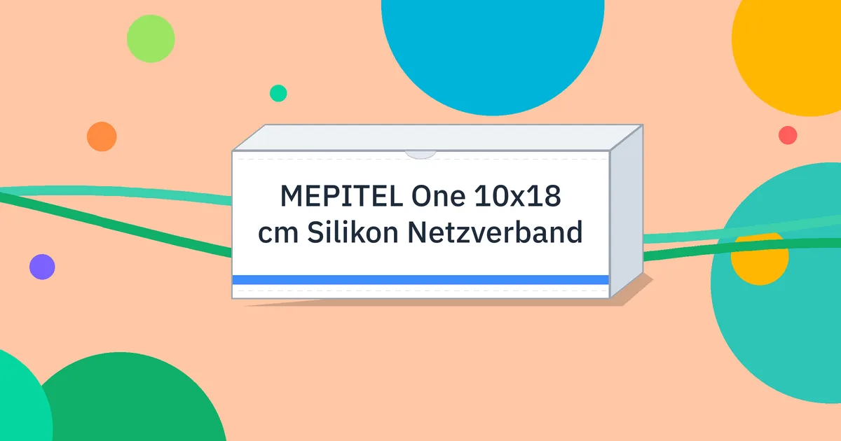 Symbolbild: Packung mit der Aufschrift MEPITEL One 10x18 cm Silikon Netzverband (PZN 16662832) – Verfügbarkeit und Bezug in Apotheken in Frankfurt am Main