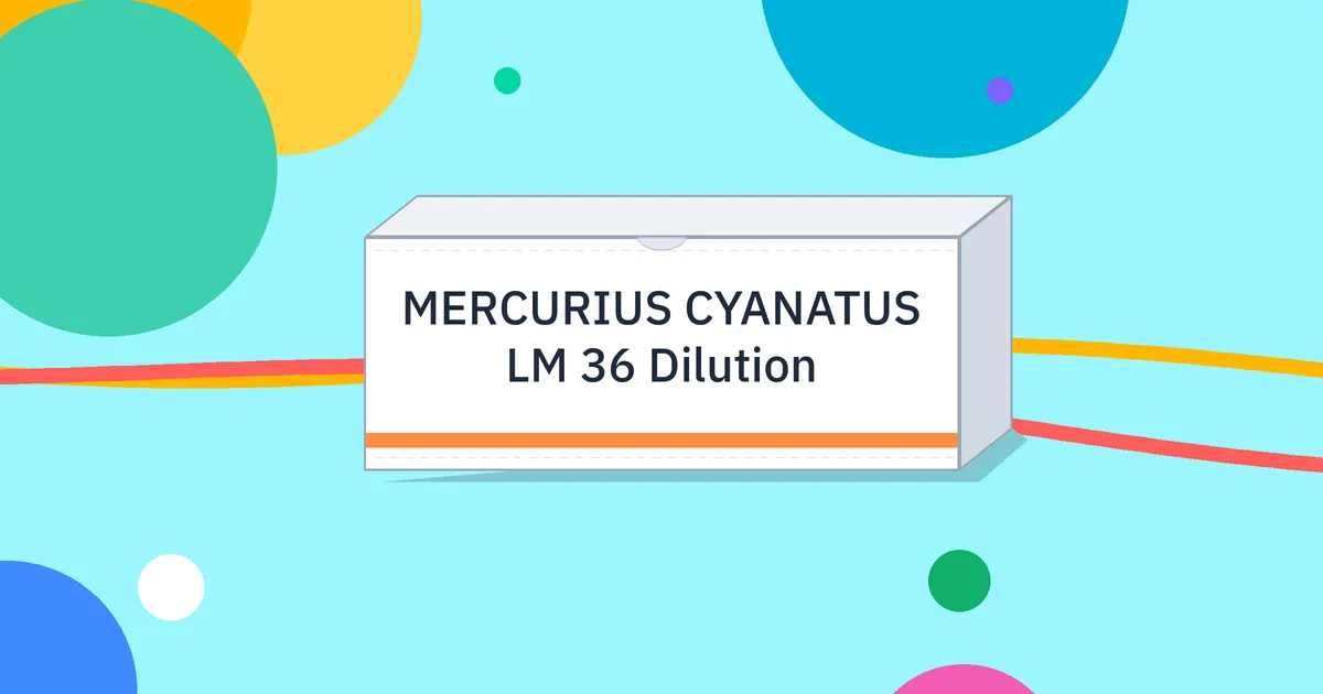 Symbolbild: Packung mit der Aufschrift MERCURIUS CYANATUS LM 36 Dilution (PZN 12951114) – Verfügbarkeit und Bezug in Apotheken in Frankfurt am Main
