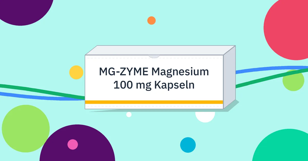 Symbolbild: Packung mit der Aufschrift MG-ZYME Magnesium 100 mg Kapseln (PZN 16942112) – Verfügbarkeit und Bezug in Apotheken in Frankfurt am Main