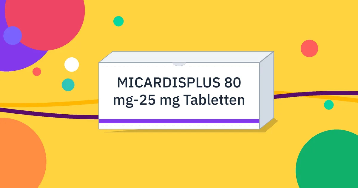 Symbolbild: Packung mit der Aufschrift MICARDISPLUS 80 mg-25 mg Tabletten (PZN 06581736) – Verfügbarkeit und Bezug in Apotheken in Frankfurt am Main