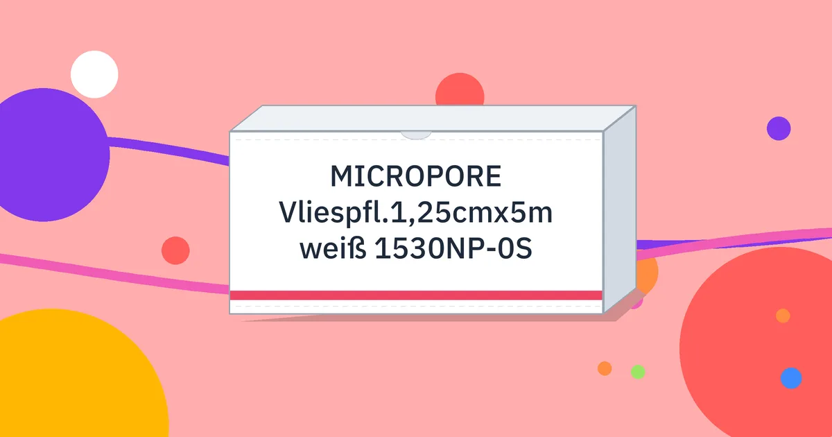 Symbolbild: Packung mit der Aufschrift MICROPORE Vliespfl.1,25cmx5m weiß 1530NP-0S (PZN 12483050) – Verfügbarkeit und Bezug in Apotheken in Frankfurt am Main