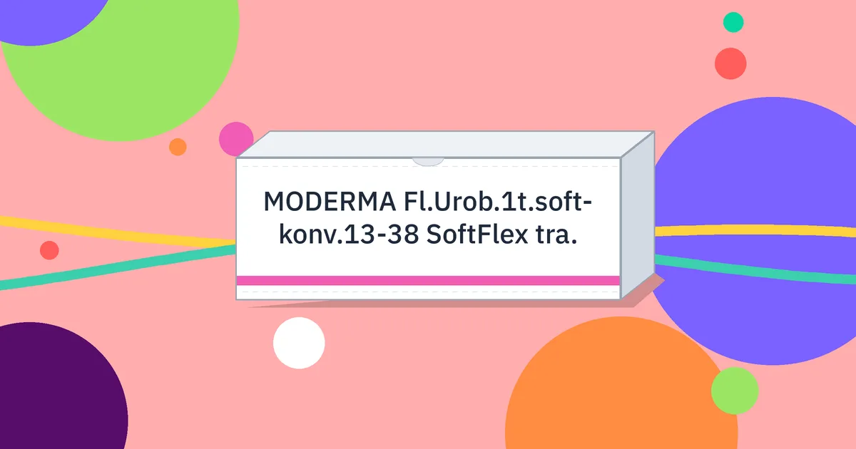 Symbolbild: Packung mit der Aufschrift MODERMA Fl.Urob.1t.soft-konv.13-38 SoftFlex tra. (PZN 16661057) – Verfügbarkeit und Bezug in Apotheken in Frankfurt am Main