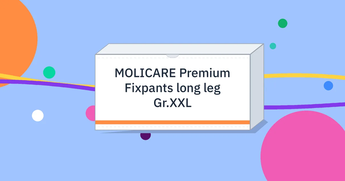 Symbolbild: Packung mit der Aufschrift MOLICARE Premium Fixpants long leg Gr.XXL (PZN 12543964) – Verfügbarkeit und Bezug in Apotheken in Frankfurt am Main