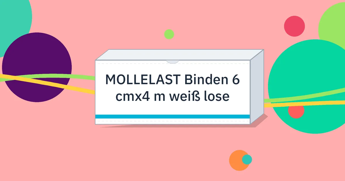 Symbolbild: Packung mit der Aufschrift MOLLELAST Binden 6 cmx4 m weiß lose (PZN 07402411) – Verfügbarkeit und Bezug in Apotheken in Frankfurt am Main