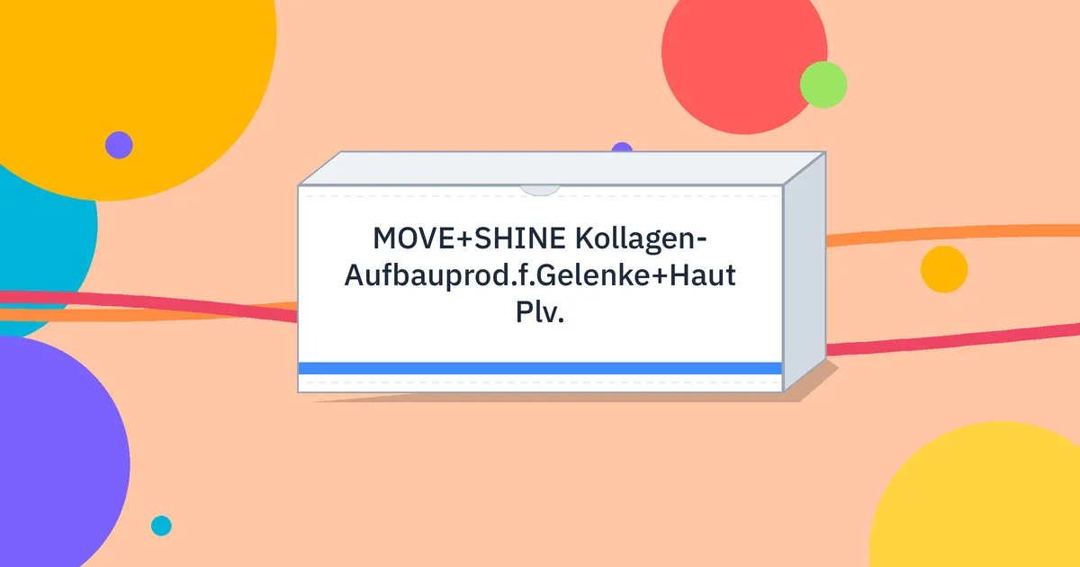 Symbolbild: Packung mit der Aufschrift MOVE+SHINE Kollagen-Aufbauprod.f.Gelenke+Haut Plv. (PZN 19055771) – Verfügbarkeit und Bezug in Apotheken in Frankfurt am Main