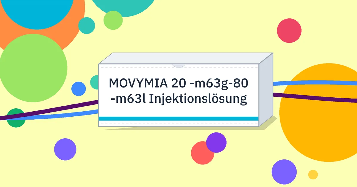 Symbolbild: Packung mit der Aufschrift MOVYMIA 20 -m63g-80 -m63l Injektionslösung (PZN 19513601) – Verfügbarkeit und Bezug in Apotheken in Frankfurt am Main