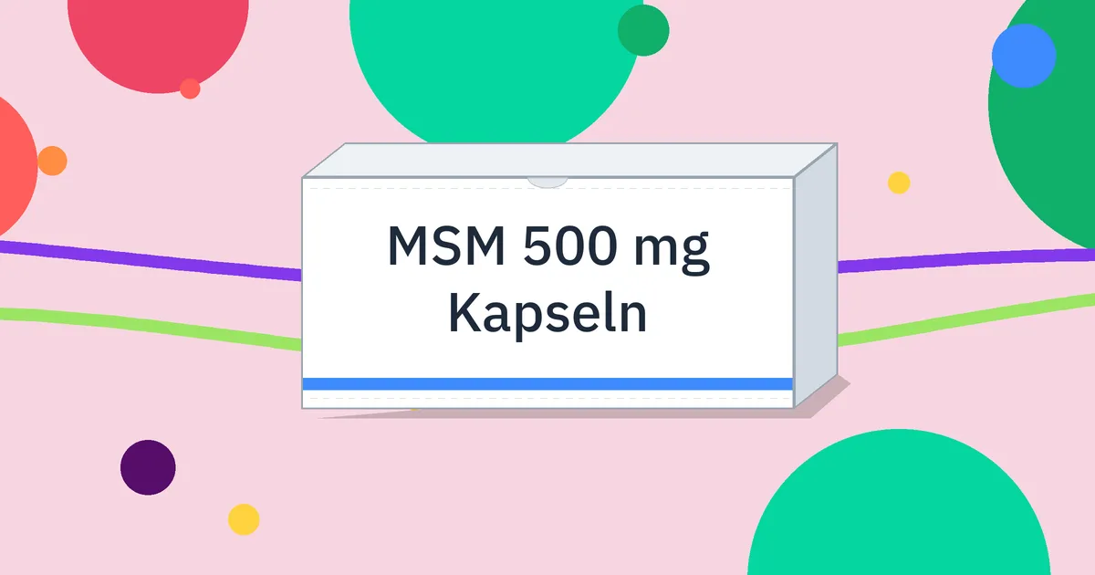 Symbolbild: Packung mit der Aufschrift MSM 500 mg Kapseln (PZN 10917455) – Verfügbarkeit und Bezug in Apotheken in Frankfurt am Main
