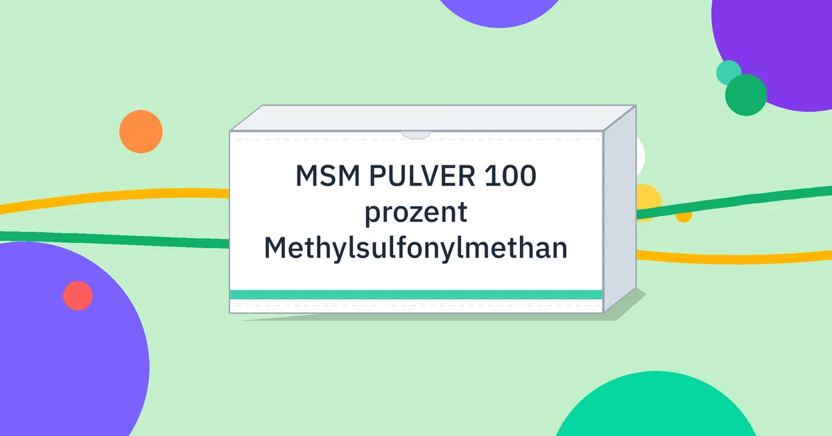 Symbolbild: Packung mit der Aufschrift MSM PULVER 100 prozent Methylsulfonylmethan (PZN 14355014) – Verfügbarkeit und Bezug in Apotheken in Frankfurt am Main