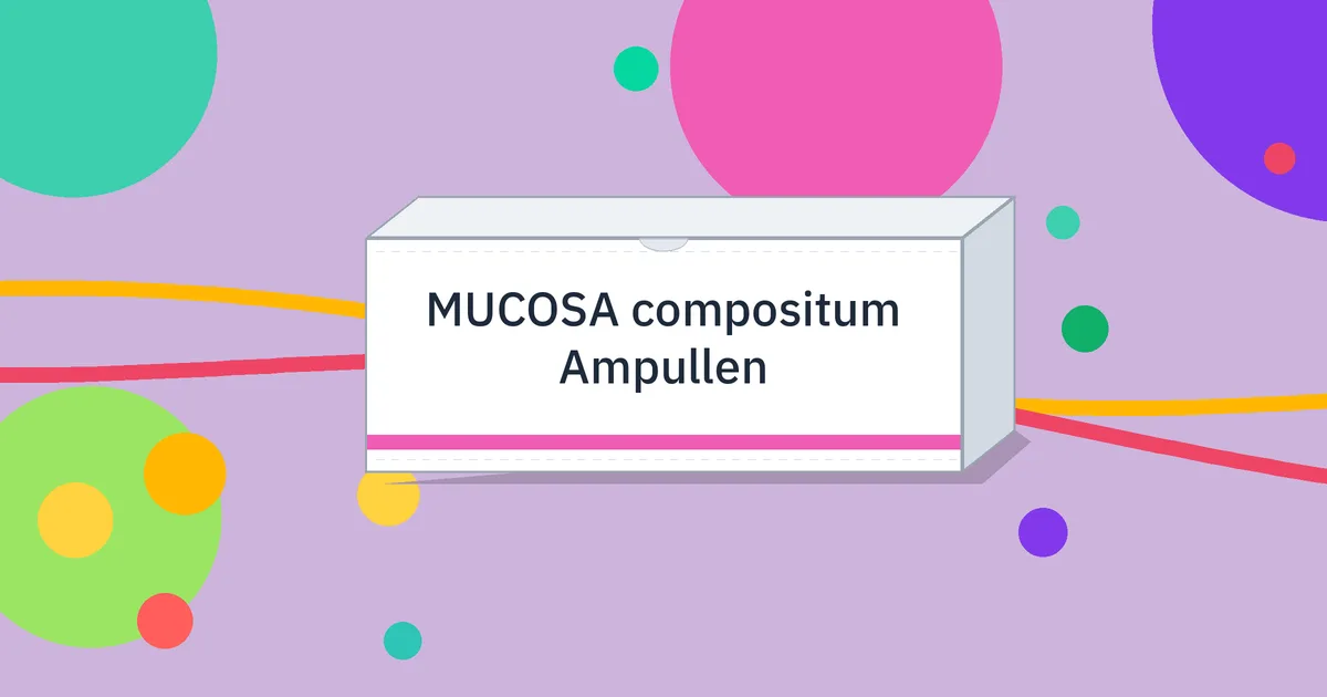 Symbolbild: Packung mit der Aufschrift MUCOSA compositum Ampullen (PZN 04313598) – Verfügbarkeit und Bezug in Apotheken in Frankfurt am Main
