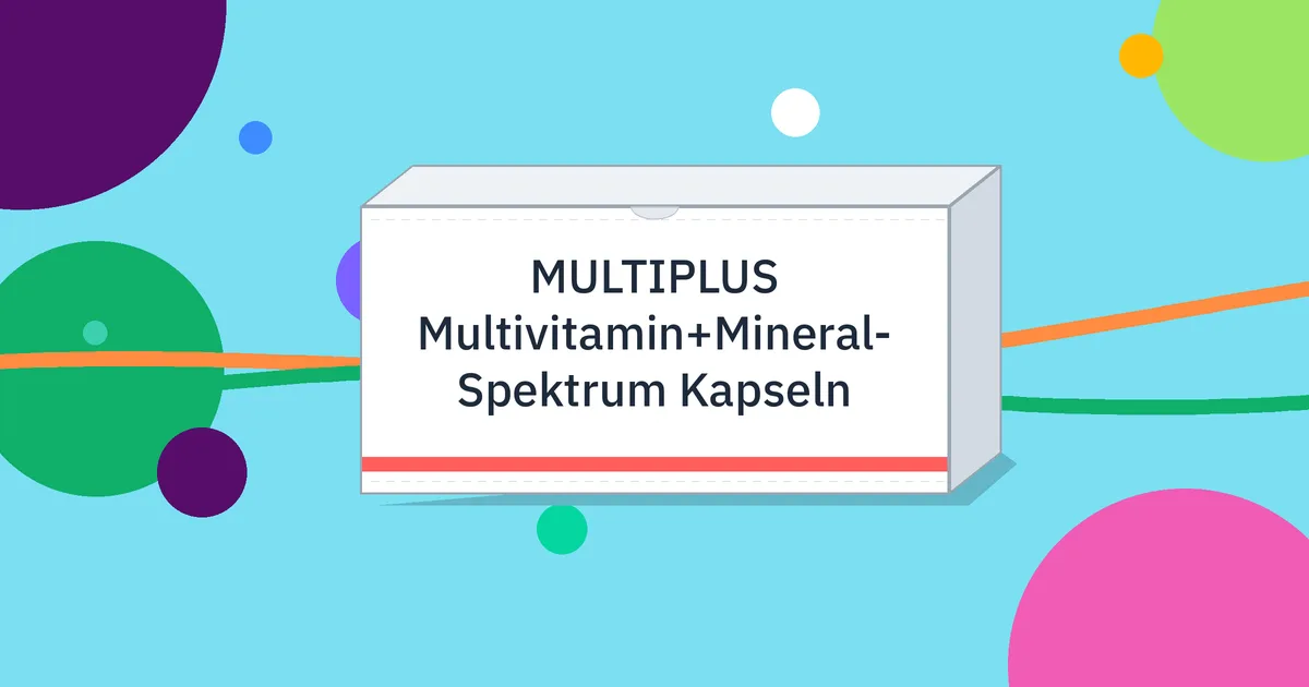 Symbolbild: Packung mit der Aufschrift MULTIPLUS Multivitamin+Mineral-Spektrum Kapseln (PZN 12348197) – Verfügbarkeit und Bezug in Apotheken in Frankfurt am Main