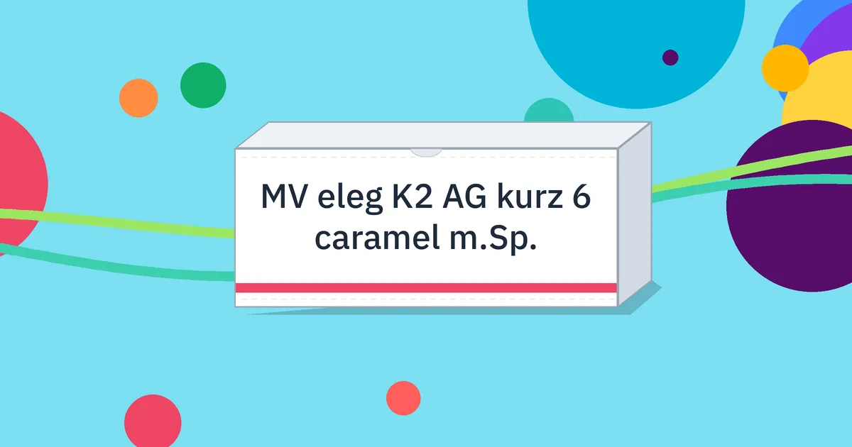 Symbolbild: Packung mit der Aufschrift MV eleg K2 AG kurz 6 caramel m.Sp. (PZN 00531039) – Verfügbarkeit und Bezug in Apotheken in Frankfurt am Main
