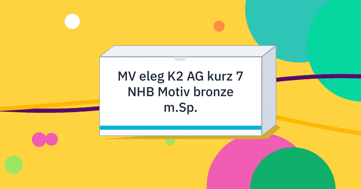 Symbolbild: Packung mit der Aufschrift MV eleg K2 AG kurz 7 NHB Motiv bronze m.Sp. (PZN 15708288) – Verfügbarkeit und Bezug in Apotheken in Frankfurt am Main