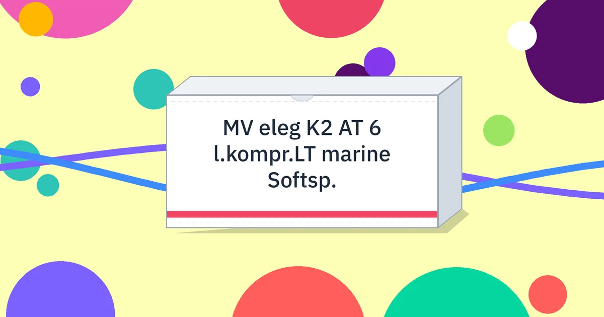 Symbolbild: Packung mit der Aufschrift MV eleg K2 AT 6 l.kompr.LT marine Softsp. (PZN 15286108) – Verfügbarkeit und Bezug in Apotheken in Frankfurt am Main