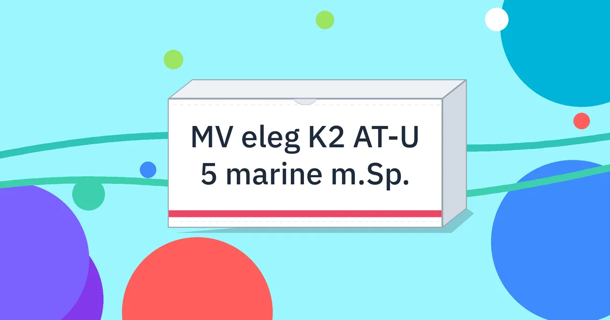 Symbolbild: Packung mit der Aufschrift MV eleg K2 AT-U 5 marine m.Sp. (PZN 15290742) – Verfügbarkeit und Bezug in Apotheken in Frankfurt am Main