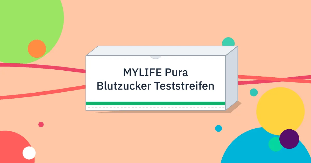 Symbolbild: Packung mit der Aufschrift MYLIFE Pura Blutzucker Teststreifen (PZN 05515654) – Verfügbarkeit und Bezug in Apotheken in Frankfurt am Main