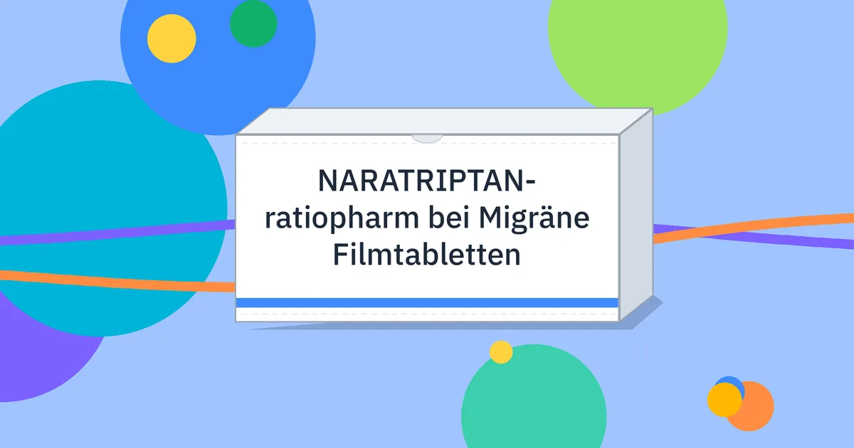 Symbolbild: Packung mit der Aufschrift NARATRIPTAN-ratiopharm bei Migräne Filmtabletten (PZN 09321616) – Verfügbarkeit und Bezug in Apotheken in Frankfurt am Main