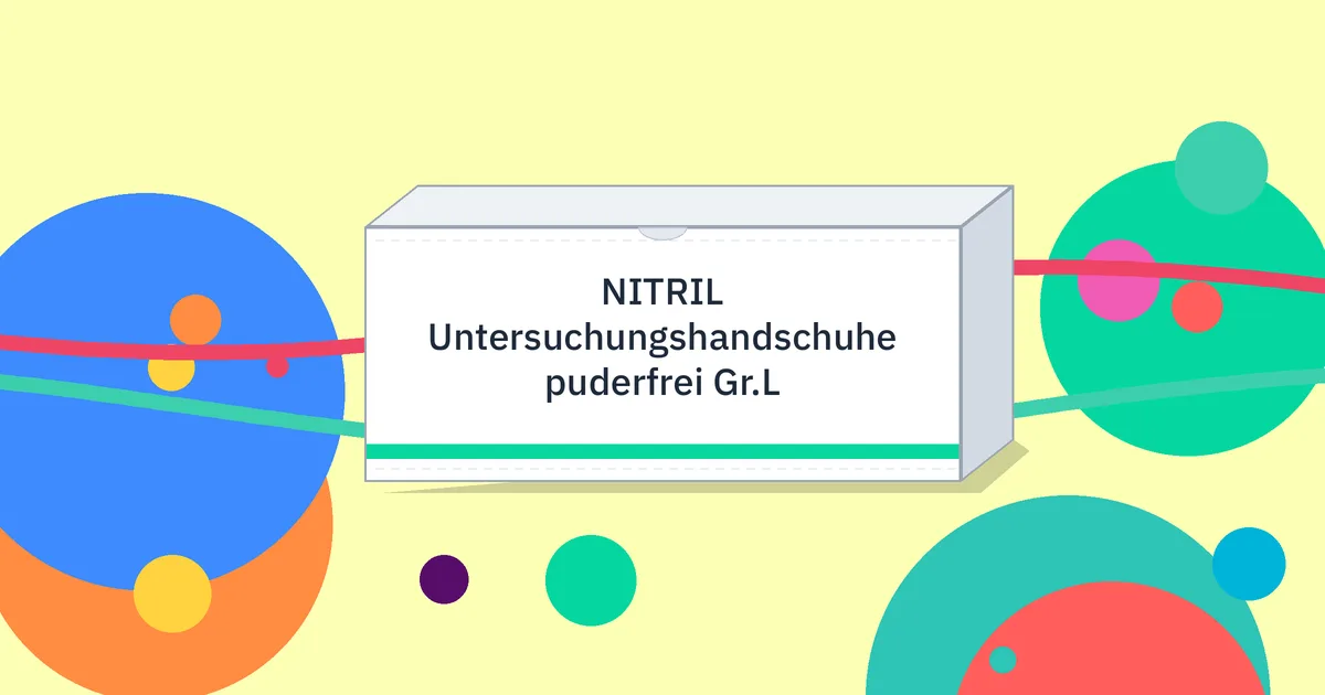 Symbolbild: Packung mit der Aufschrift NITRIL Untersuchungshandschuhe puderfrei Gr.L (PZN 01304133) – Verfügbarkeit und Bezug in Apotheken in Frankfurt am Main