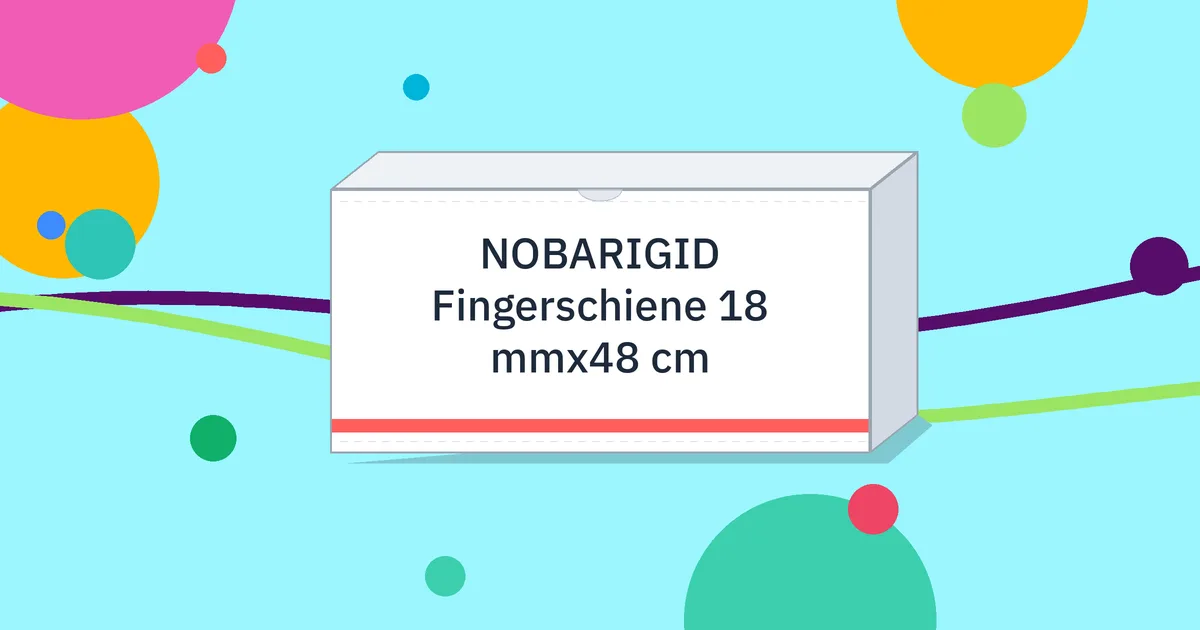 Symbolbild: Packung mit der Aufschrift NOBARIGID Fingerschiene 18 mmx48 cm (PZN 07190251) – Verfügbarkeit und Bezug in Apotheken in Frankfurt am Main