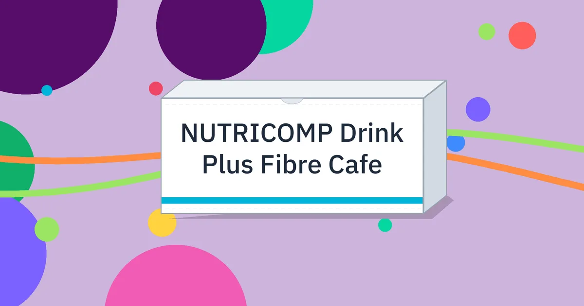Symbolbild: Packung mit der Aufschrift NUTRICOMP Drink Plus Fibre Cafe (PZN 11139586) – Verfügbarkeit und Bezug in Apotheken in Frankfurt am Main