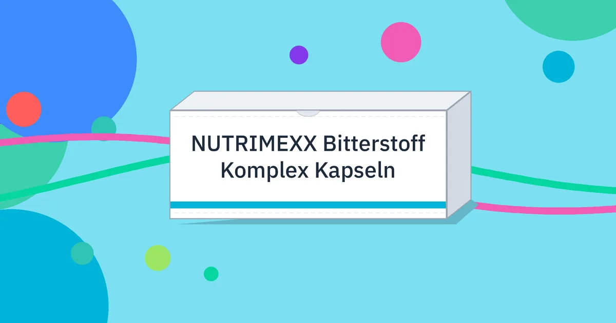 Symbolbild: Packung mit der Aufschrift NUTRIMEXX Bitterstoff Komplex Kapseln (PZN 20364313) – Verfügbarkeit und Bezug in Apotheken in Frankfurt am Main