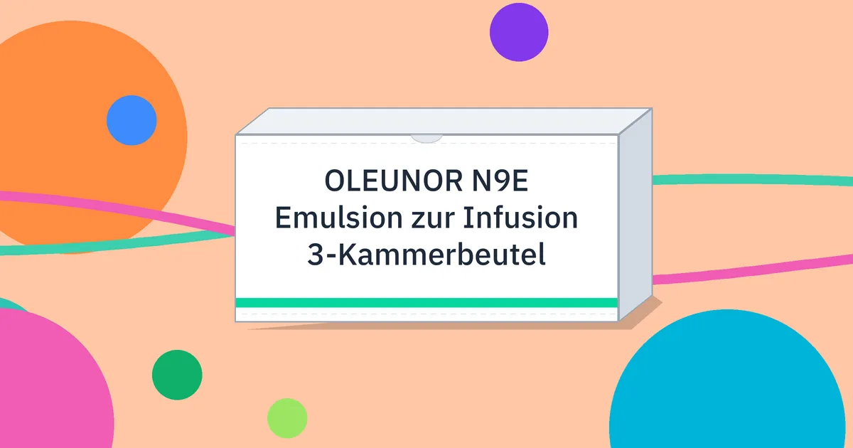 Symbolbild: Packung mit der Aufschrift OLEUNOR N9E Emulsion zur Infusion 3-Kammerbeutel (PZN 17908784) – Verfügbarkeit und Bezug in Apotheken in Frankfurt am Main