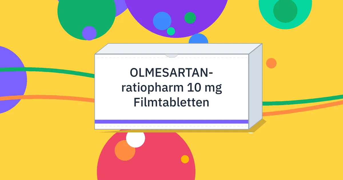 Symbolbild: Packung mit der Aufschrift OLMESARTAN-ratiopharm 10 mg Filmtabletten (PZN 11856709) – Verfügbarkeit und Bezug in Apotheken in Frankfurt am Main