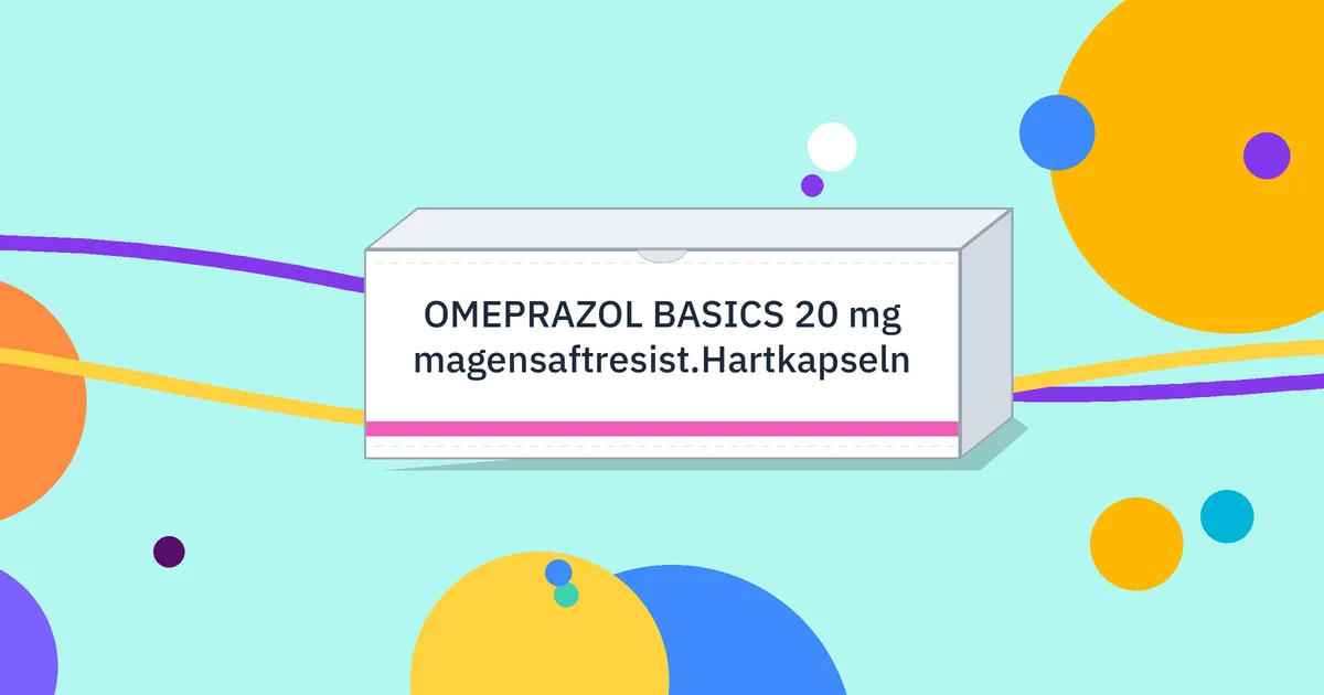 Symbolbild: Packung mit der Aufschrift OMEPRAZOL BASICS 20 mg magensaftresist.Hartkapseln (PZN 10269387) – Verfügbarkeit und Bezug in Apotheken in Frankfurt am Main