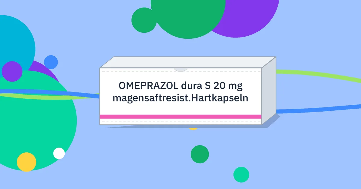 Symbolbild: Packung mit der Aufschrift OMEPRAZOL dura S 20 mg magensaftresist.Hartkapseln (PZN 06100180) – Verfügbarkeit und Bezug in Apotheken in Frankfurt am Main