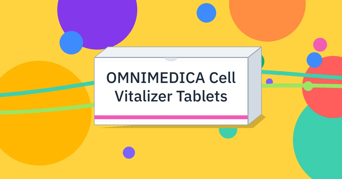 Symbolbild: Packung mit der Aufschrift OMNIMEDICA Cell Vitalizer Tablets (PZN 19142748) – Verfügbarkeit und Bezug in Apotheken in Frankfurt am Main