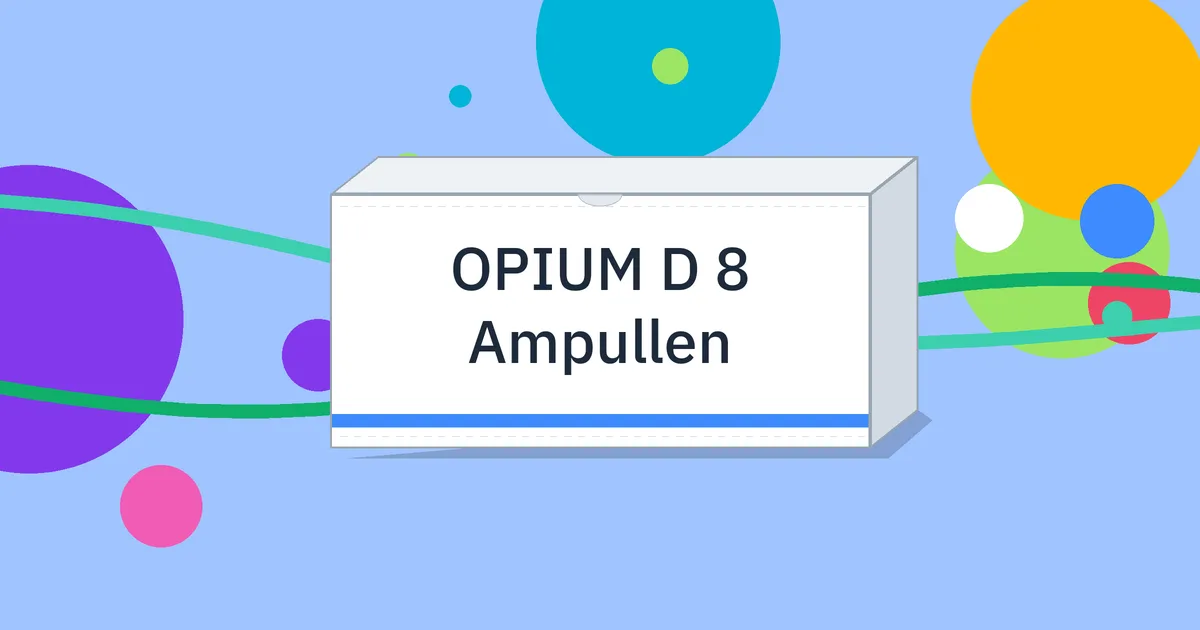 Symbolbild: Packung mit der Aufschrift OPIUM D 8 Ampullen (PZN 11707576) – Verfügbarkeit und Bezug in Apotheken in Frankfurt am Main