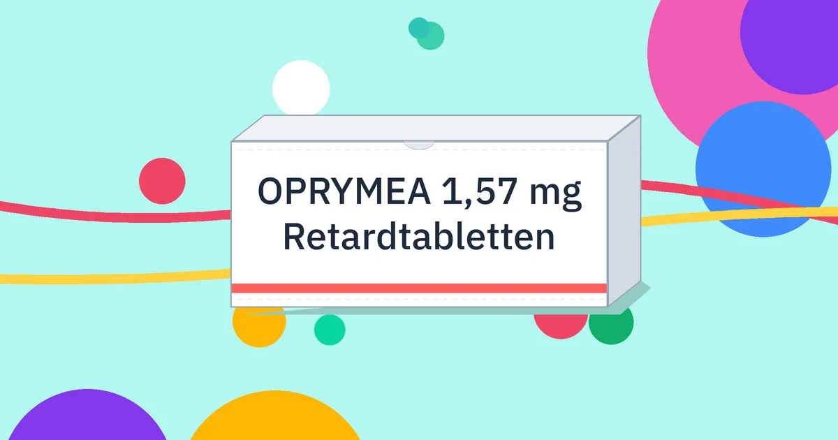 Symbolbild: Packung mit der Aufschrift OPRYMEA 1,57 mg Retardtabletten (PZN 10090636) – Verfügbarkeit und Bezug in Apotheken in Frankfurt am Main