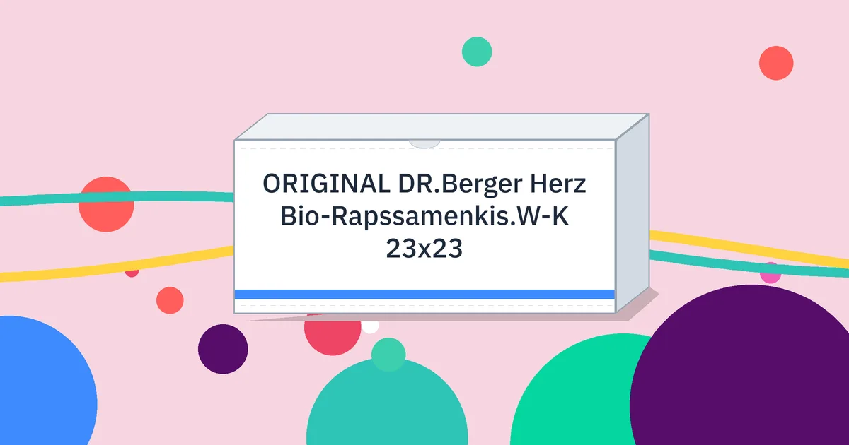 Symbolbild: Packung mit der Aufschrift ORIGINAL DR.Berger Herz Bio-Rapssamenkis.W-K 23x23 (PZN 11865080) – Verfügbarkeit und Bezug in Apotheken in Frankfurt am Main