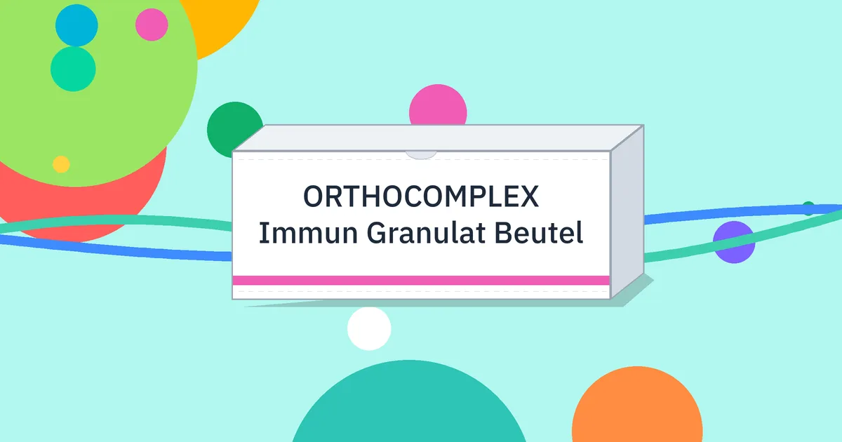 Symbolbild: Packung mit der Aufschrift ORTHOCOMPLEX Immun Granulat Beutel (PZN 16944217) – Verfügbarkeit und Bezug in Apotheken in Frankfurt am Main