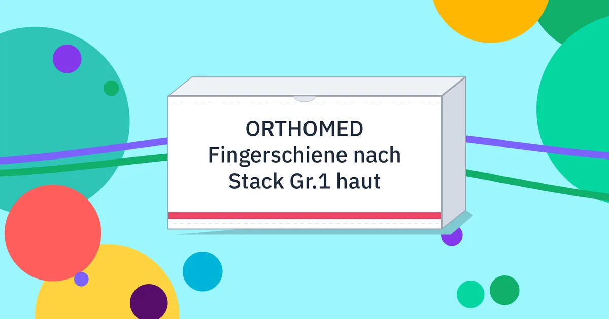Symbolbild: Packung mit der Aufschrift ORTHOMED Fingerschiene nach Stack Gr.1 haut (PZN 10756302) – Verfügbarkeit und Bezug in Apotheken in Frankfurt am Main