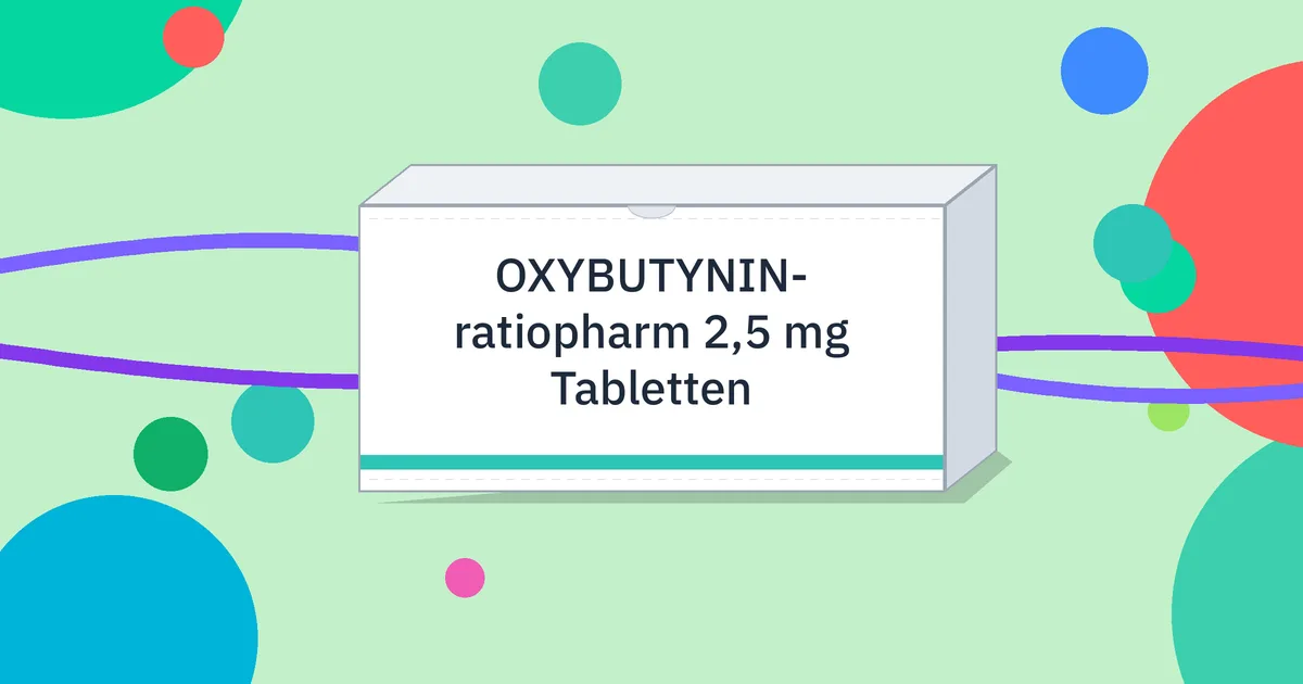 Symbolbild: Packung mit der Aufschrift OXYBUTYNIN-ratiopharm 2,5 mg Tabletten (PZN 01415683) – Verfügbarkeit und Bezug in Apotheken in Frankfurt am Main