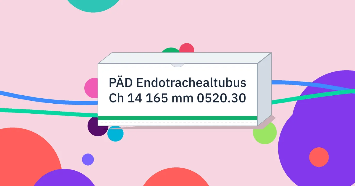 Symbolbild: Packung mit der Aufschrift PÄD Endotrachealtubus Ch 14 165 mm 0520.30 (PZN 00910498) – Verfügbarkeit und Bezug in Apotheken in Frankfurt am Main