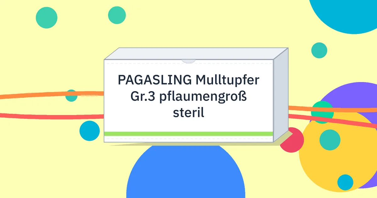 Symbolbild: Packung mit der Aufschrift PAGASLING Mulltupfer Gr.3 pflaumengroß steril (PZN 17600253) – Verfügbarkeit und Bezug in Apotheken in Frankfurt am Main