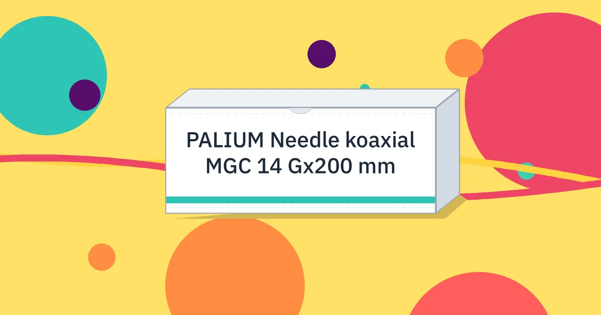 Symbolbild: Packung mit der Aufschrift PALIUM Needle koaxial MGC 14 Gx200 mm (PZN 19734377) – Verfügbarkeit und Bezug in Apotheken in Frankfurt am Main