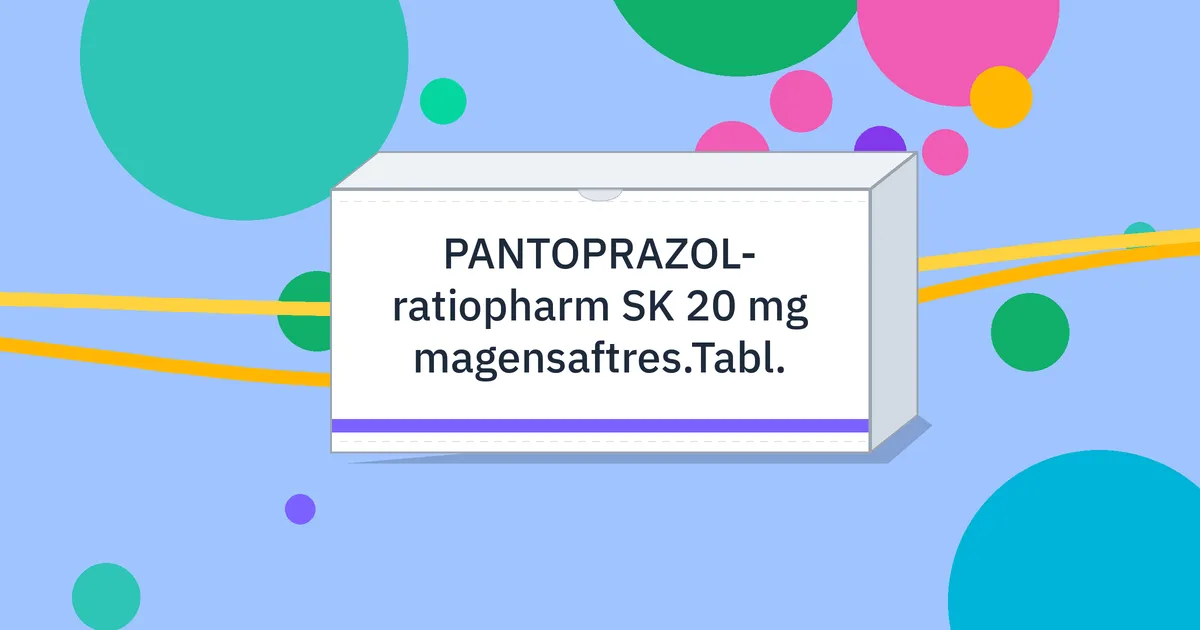 Symbolbild: Packung mit der Aufschrift PANTOPRAZOL-ratiopharm SK 20 mg magensaftres.Tabl. (PZN 05520856) – Verfügbarkeit und Bezug in Apotheken in Frankfurt am Main