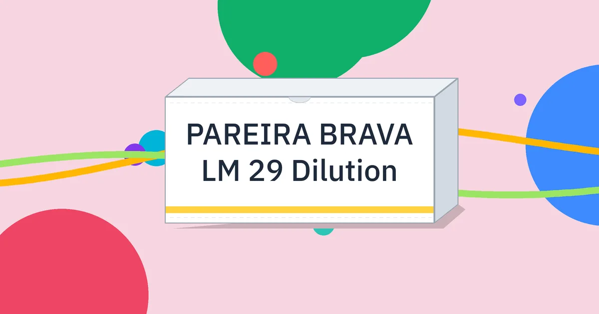 Symbolbild: Packung mit der Aufschrift PAREIRA BRAVA LM 29 Dilution (PZN 13631593) – Verfügbarkeit und Bezug in Apotheken in Frankfurt am Main