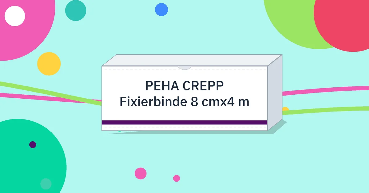Symbolbild: Packung mit der Aufschrift PEHA CREPP Fixierbinde 8 cmx4 m (PZN 19397224) – Verfügbarkeit und Bezug in Apotheken in Frankfurt am Main