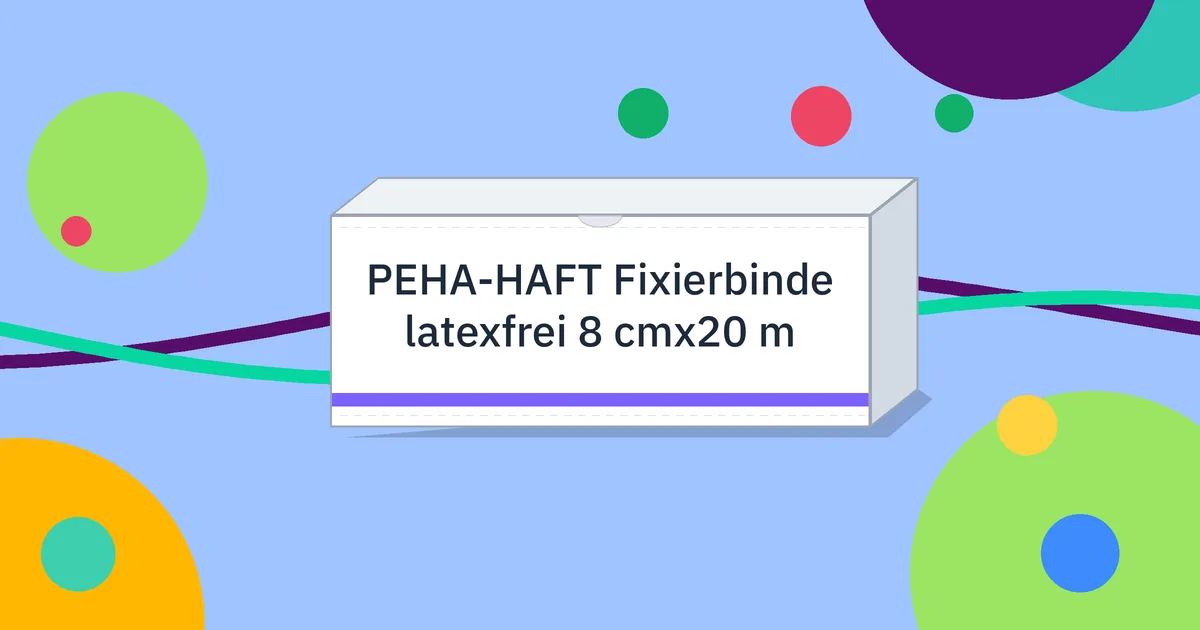 Symbolbild: Packung mit der Aufschrift PEHA-HAFT Fixierbinde latexfrei 8 cmx20 m (PZN 19156561) – Verfügbarkeit und Bezug in Apotheken in Frankfurt am Main