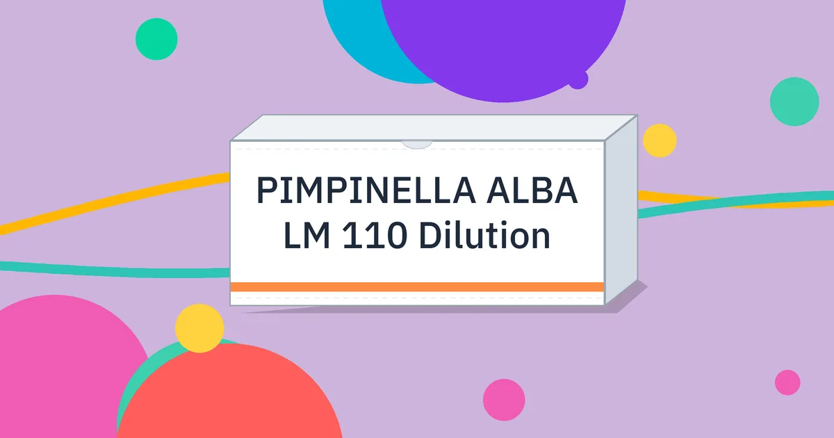 Symbolbild: Packung mit der Aufschrift PIMPINELLA ALBA LM 110 Dilution (PZN 13644199) – Verfügbarkeit und Bezug in Apotheken in Frankfurt am Main