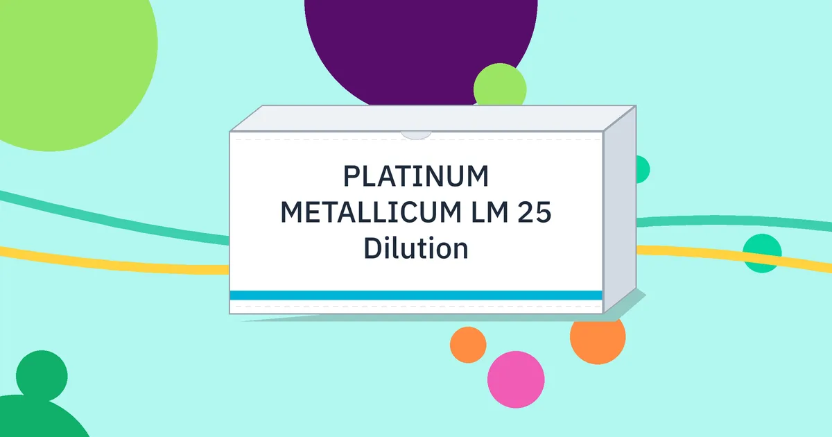 Symbolbild: Packung mit der Aufschrift PLATINUM METALLICUM LM 25 Dilution (PZN 13038518) – Verfügbarkeit und Bezug in Apotheken in Frankfurt am Main