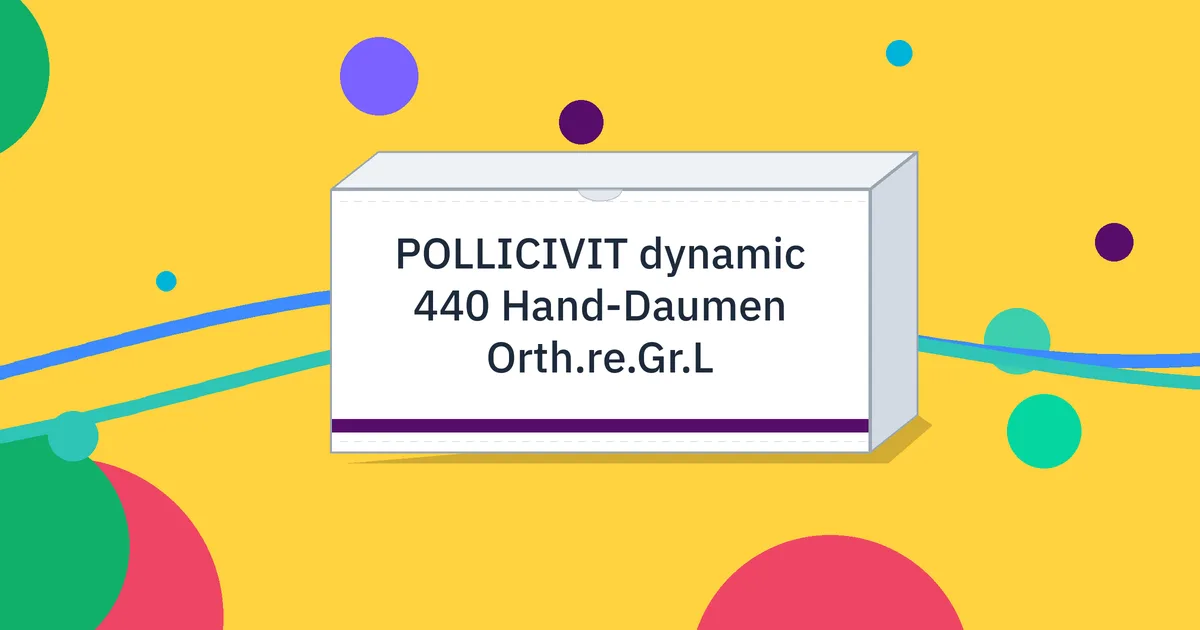 Symbolbild: Packung mit der Aufschrift POLLICIVIT dynamic 440 Hand-Daumen Orth.re.Gr.L (PZN 11608762) – Verfügbarkeit und Bezug in Apotheken in Frankfurt am Main