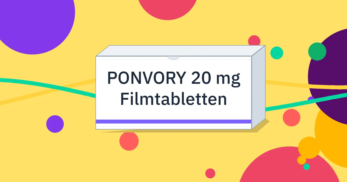 Symbolbild: Packung mit der Aufschrift PONVORY 20 mg Filmtabletten (PZN 19103932) – Verfügbarkeit und Bezug in Apotheken in Frankfurt am Main